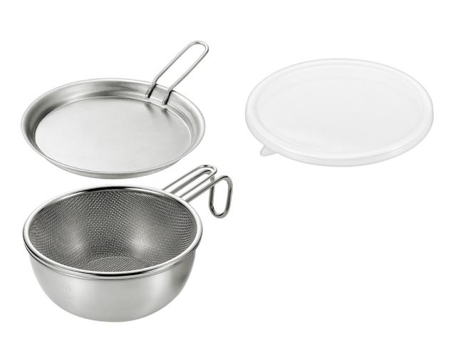 よこやま　新潟県燕市産　丈夫なステンレス製　食洗機対応　ガス火、焚火、炭火OK「燕熟の技　シェラカップボウル18ｃｍ　4点セット」EJSB-800