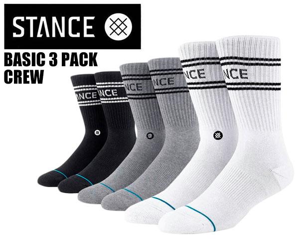 【スタンスソックス 3足パック】STANCE BASIC 3 PACK CREW MULTI a556d20sro-mul 靴下 3足パック クルーソックス ブラック ホワイト グレの通販は ...