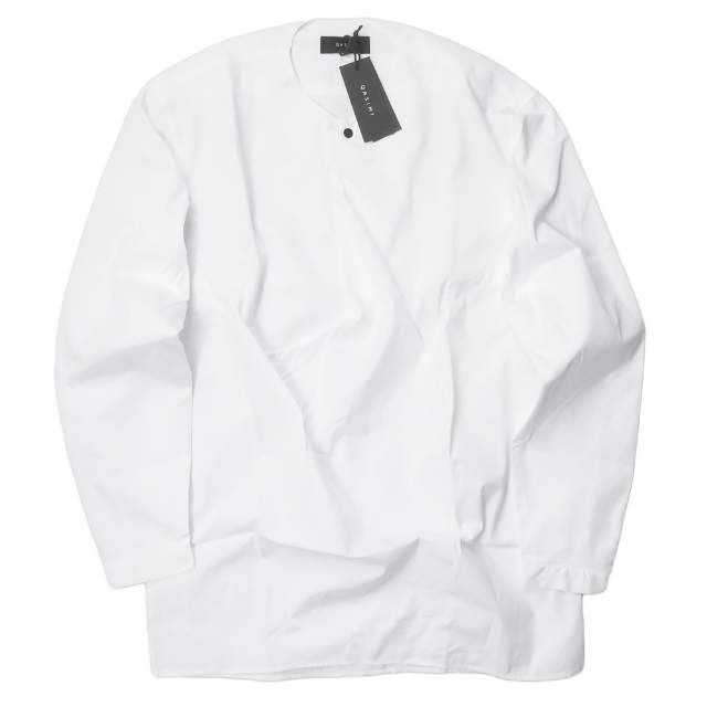 新品 QASIMI カシミ 20SS SAMA POPLIN WRAP SHIRT コットンポプリンラップシャツ SH13 44 ホワイト ノーカラー プルオーバー トップス
