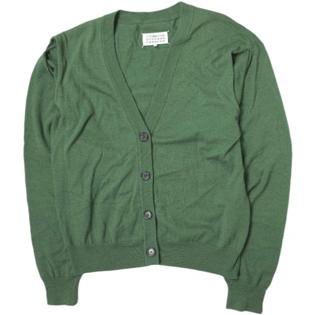 Maison Margiela 4 メゾンマルジェラ 20SS Cut-out Detail Ribbed Cardigan オープンショルダーニットカーディガン S51HA1027 S グリーン