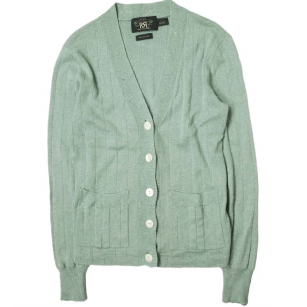 RRL ダブルアールエル コットンニットVネックカーディガン 0162390GV 1 ライトグリーン Double RL トップス