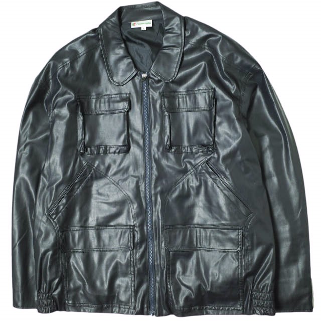 rajabrooke ラジャブルック 日本製 KULIT BUATAN フェイクレザージャケット L NAVY 革ジャン アウター