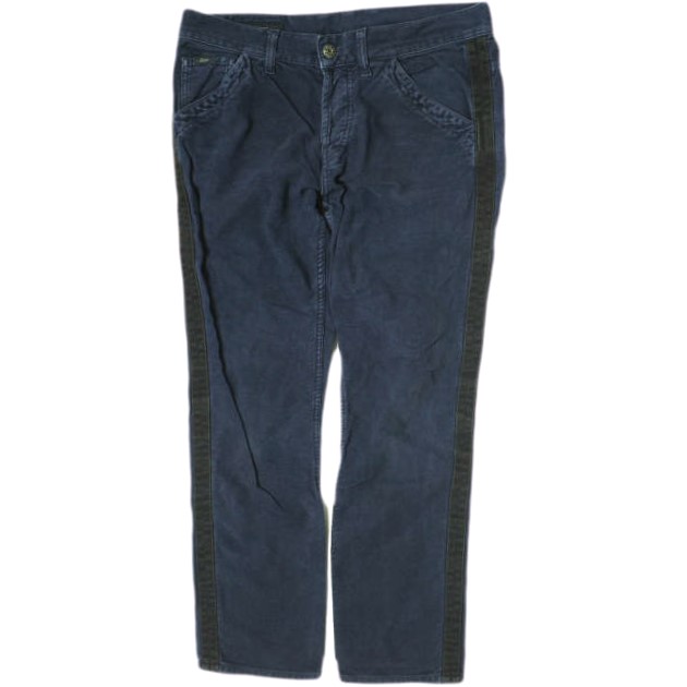 GUCCI グッチ イタリア製 サイドラインモールスキンパンツ 300236 XZ758 44 ネイビー スリムテーパード 5ポケット ボトムス