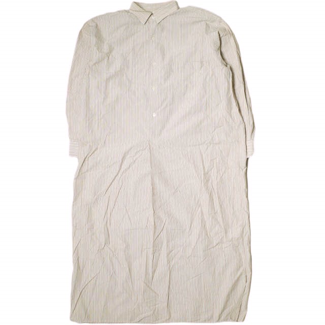 COMOLI コモリ 日本製 コットンシャツワンピース M01-02013 0 ORANGE STRIPE 長袖 ストライプ ロング プルオーバー トップス