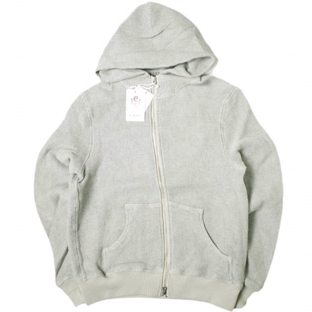 新品 e JEANS イージーンズ 日本製 HONEYCOMB ZIP HOODIE 岡山児島 ハニカムコットン ジップパーカー e903-003 S Gray 定価41,800円