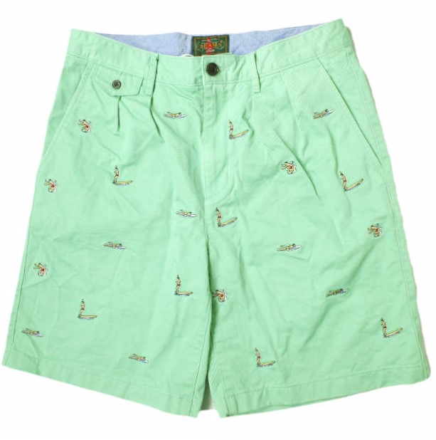 J.CREW x BEAMS PLUS ジェイクルー ビームスプラス 24SS 別注 SHORTS サーファー ミキ・ドラ 2プリーツショーツ 38-25-0143-380 30 GREEN