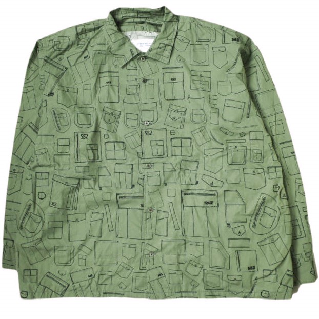 SSZ エスエスズィー 24SS 日本製 BILL分 Collection POCKET zura SHIRT ポケット面シャツ 11-11-0937-139 M OLIVE BEAMS トップス