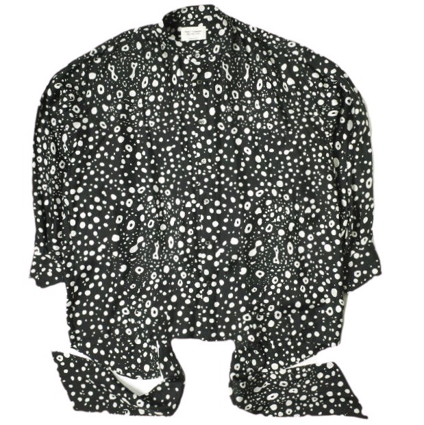 beautiful people ビューティフルピープル 21AW double-end dot silk printed flare blouse 2WAY ドットシルクブラウス 38 BLACK シャツ