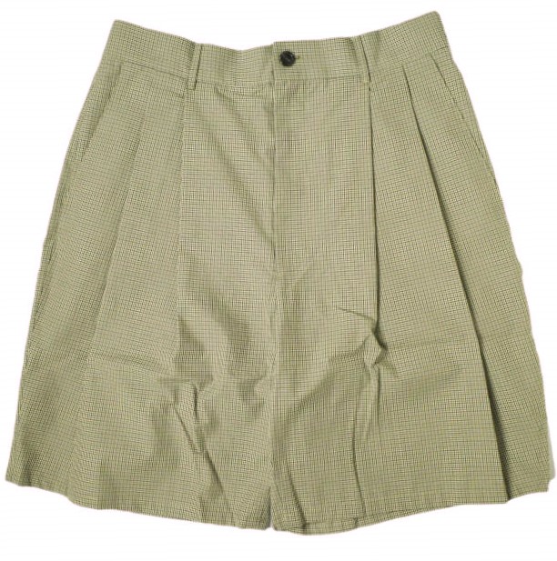 新品 CAMIEL FORTGENS カミエル フォートヘンス 22SS PLEATED SUIT PANTS SHORTS 2プリーツチェックショーツ S CHECK BROWN/GREEN パンツ