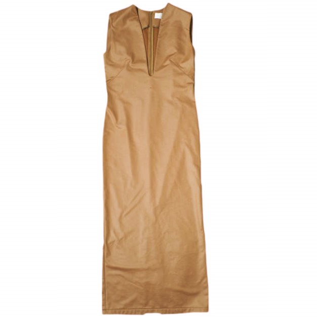 新品 Mame Kurogouchi マメクロゴウチ 23SS Plungded Long Sweatshirt Dress スリーブレスマキシドレス MM23PS-JS714 2 BROWN ワンピース