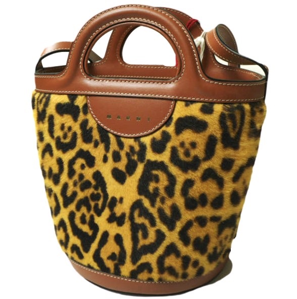 新品 MARNI マルニ 23AW SMALL BUCKET BAG 巾着付き スモールバケットバッグ SCMP0056Q8 LV846 LEOPARD 定価212,300円 Tropicalia ハラコ