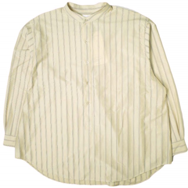 新品 KANEMASA PHIL. カネマサフィル 24AW 日本製 46G Atmosphere Stripe No Collar Pulloverノーカラーシャツ KM24A-026 M BEIGE g20077