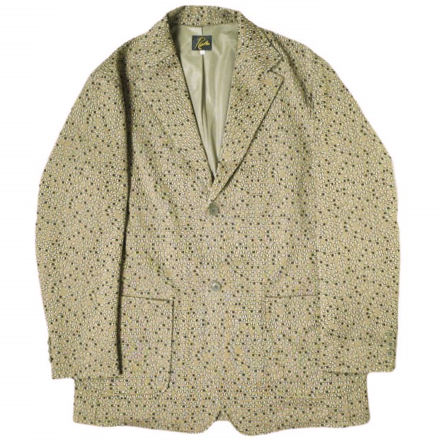 Needles ニードルス 20AW 日本製 2B JACKET - POLY JQ ポリスムース ジャガード 2Bジャケット HM238 L BEIGE テーラード ジャージ