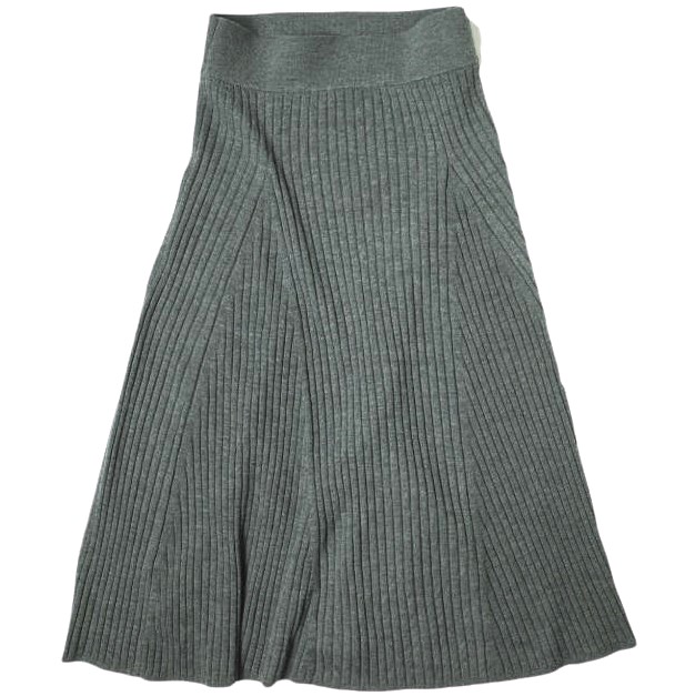 POLO RALPH LAUREN ポロ・ラルフローレン リブドメリノウールスカート XS グレー ニット 定価49,500円 ボトムス