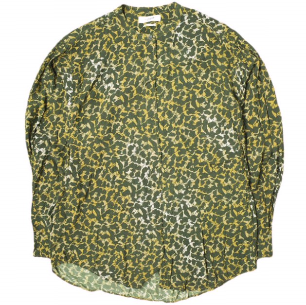 ISABEL MARANT ETOILE イザベルマラン エトワール レーヨンプリントノーカラーブラウス 824-63409 36 マスタード 花柄 イチョウ柄 シャツ