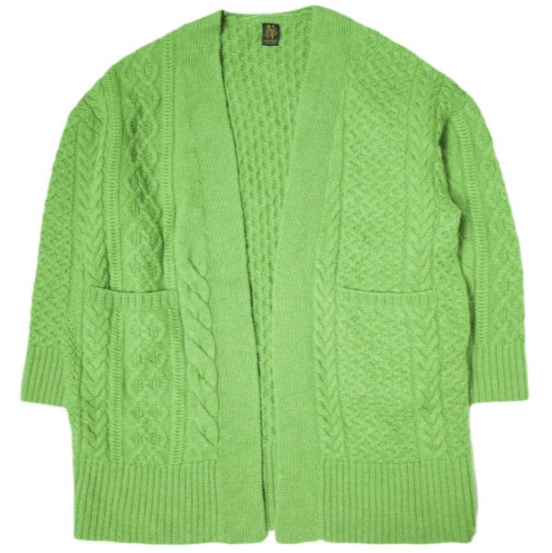 BATONER x BEAMS バトナー ビームス 19AW 別注 WOOL ALPAKA CABLE CARDIGAN ウールアルパカケーブルカーディガン BN-19FL-042 2 GREEN