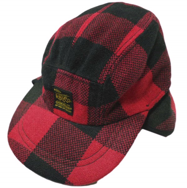 新品 RRL ダブルアールエル EAR FLAP HUNTING CAP バッファローチェック イヤーフラップハンティングキャップ RED Double RL パイロット