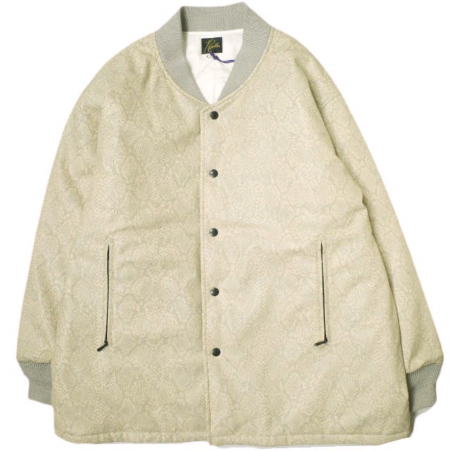 Needles ニードルス 20AW R.C.Sur Coat Faux Lthr Python リブカラーサーコート フェイクレザー パイソン柄 HM080 S Beige 中綿 ブルゾン