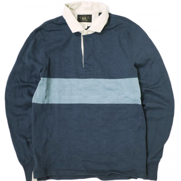RRL ダブルアールエル オーバーサイズ ストライプドジャージー ラグビーシャツ 782943942001 XS NAVY Double RL 定価61,600円 ポロシャツ