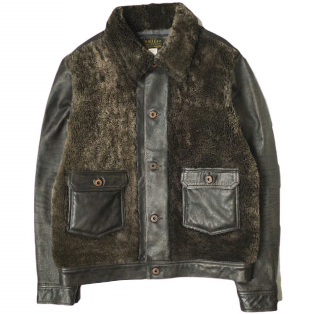 新品 RRL ダブルアールエル 24AW GRIZZLY JACKET シアリングパネルドレザージャケット M Dark Brown Double RL グリズリー 熊ジャン