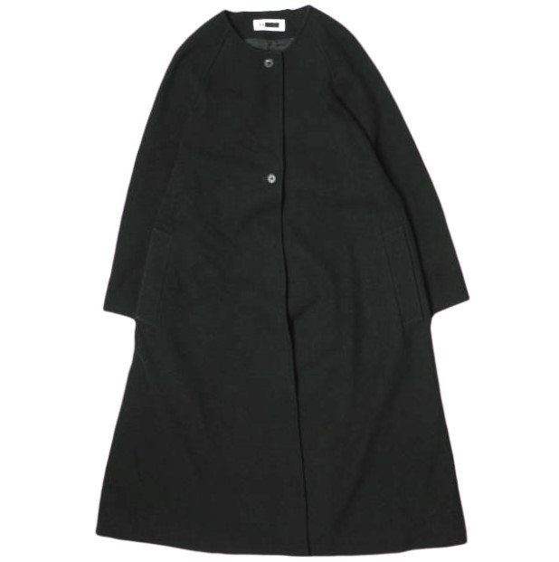 H BEAUTY&YOUTH エイチ ビューティーアンドユース 日本製 ウールメルトン ベルテッドノーカラーコート 1625-299-4169 M ブラック