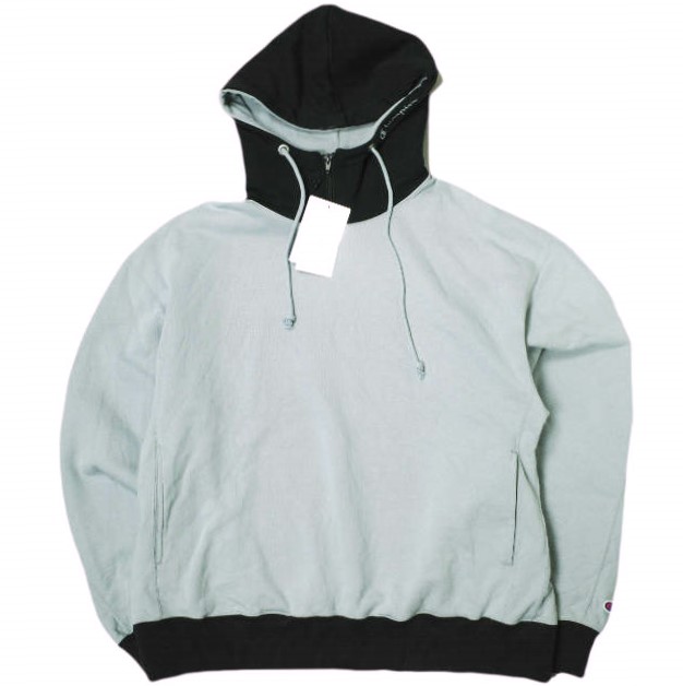 N.HOOLYWOOD x Champion エヌハリウッド チャンピオン 25SS MOCK NECK HOODIE モックネックフーディー C8-B113 L L.BLUE パーカー