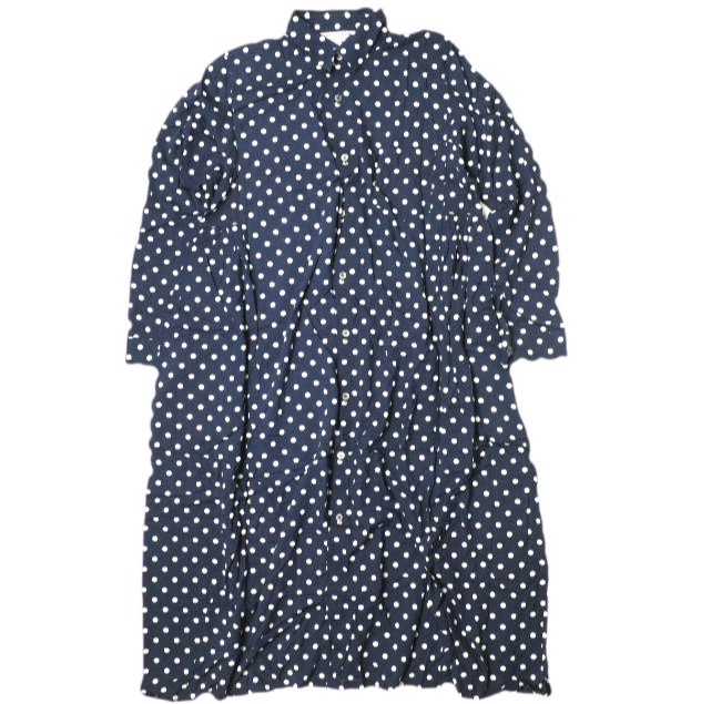 COMME des GARCONS COMME des GARCONS コムデギャルソン コムコム 16SS 日本製 ポルカドットレーヨンシャツワンピース RQ-O011 S NAVY