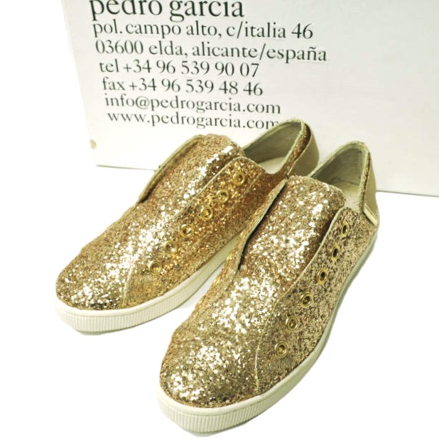 新品 Pedro Garcia ペドロガルシア PEYTON グリッタースリッポン 39(25.5cm) GOLD 定価36,300円 スニーカー シューズ