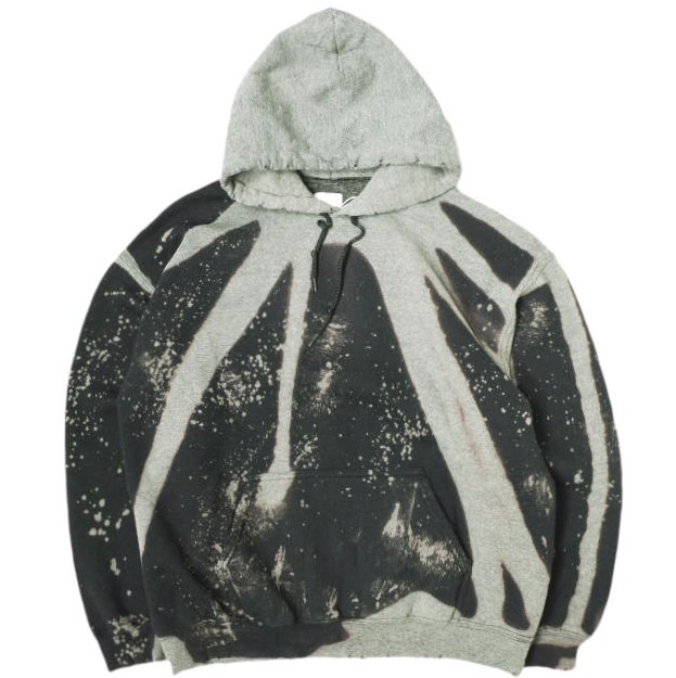新品 SASQUATCHfabrix. サスクワァッチファブリックス 24AW DESTROY HOODIE ハイパーブリーチ ダメージ加工プルオーバーパーカー L BLACK