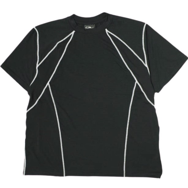 新品 OL (OUTLIERS)  オーエル 25SS 日本製 T/R MVS STRETCH T-SHIRT ステッチワークTシャツ OLCT12-B 1 BLACK 半袖 JieDa ジエダ