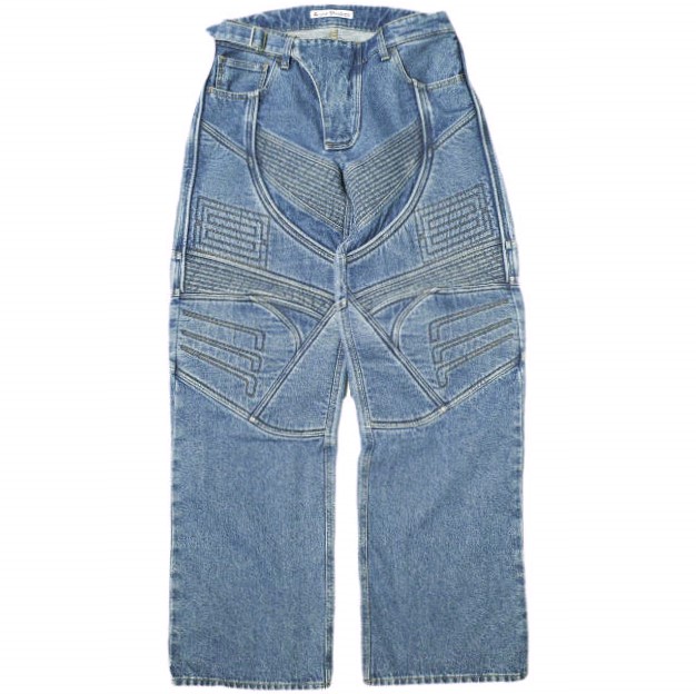 新品 Acne Studios アクネストゥディオズ 24SS DENIM BIKER TROUSERS バイカーデニムパンツ FN-MN-TROU000973 44 MID BLUE 定価183,700円