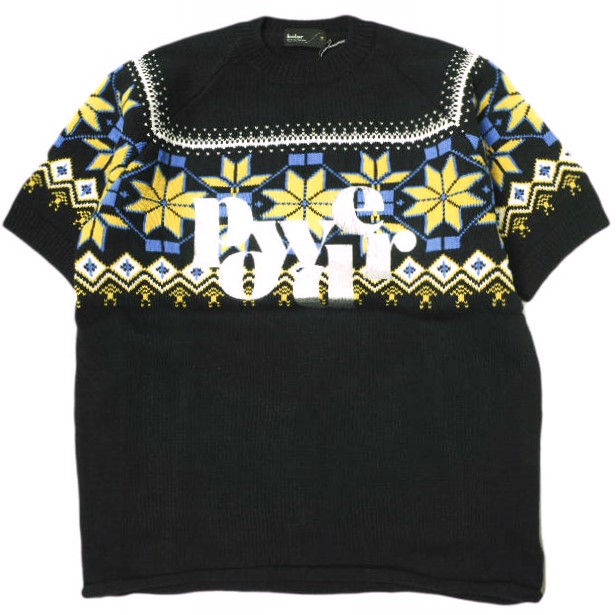 新品 kolor カラー 24SS 日本製 ノルディック柄ショートスリーブニット 24SCM-N02302 5 BLACK セーター 定価69,300円 半袖 Tシャツ