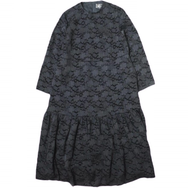 Ballsey ボールジィ 24SS 日本製 マーガレットカットジャカード フレアギャザーワンピース 11-06-41-06833 34 NAVY TOMORROWLAND ドレス