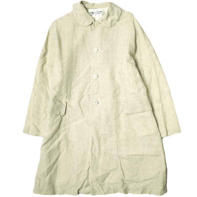 COMME des GARCONS COMME des GARCONS コムデギャルソン コムコム リネングリッターストライプラウンドカラーコート RK-C001 S BEIGE