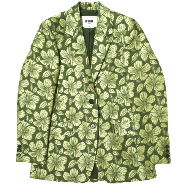 MSGM エムエスジーエム イタリア製 Floral Embroidered Jacket 花柄刺繍2Bジャケット 3441MDG26A 40 グリーン テーラード アウター