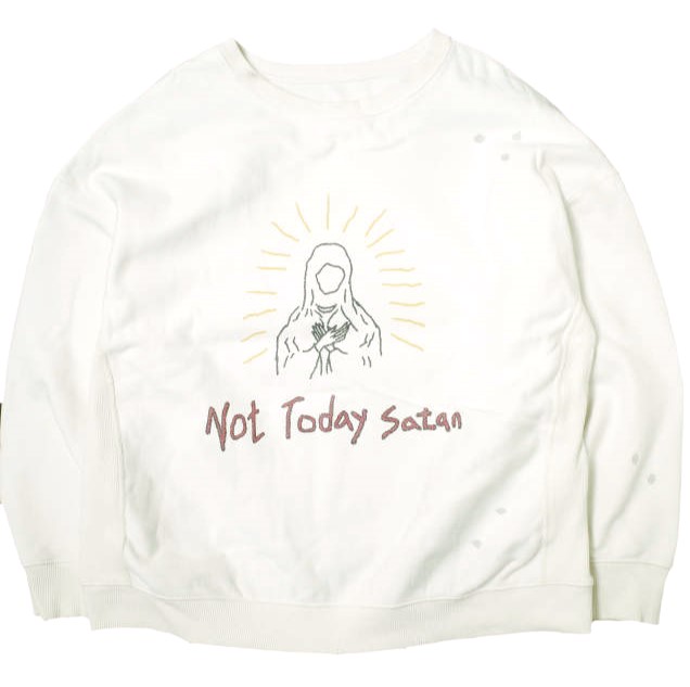 LOST TOWN SUPPLY ローストタウンサプライ LTS 25SS SATAN SWEATSHIRT ヴィンテージ加工 裏毛スウェット 2 WHITE トレーナー トップス