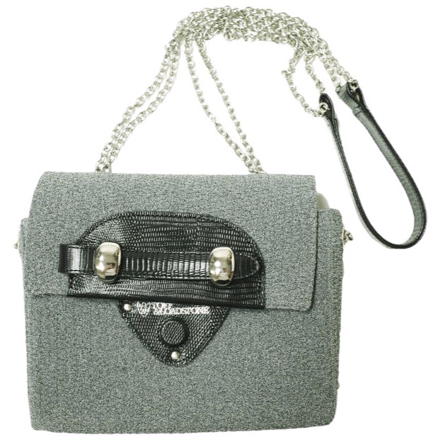 新品 TOFF&LOADSTONE トフ&ロードストーン ニット×リザード型押しレザー チェーンショルダーバッグ TL-5110 GRAY 定価31,900円 カバン