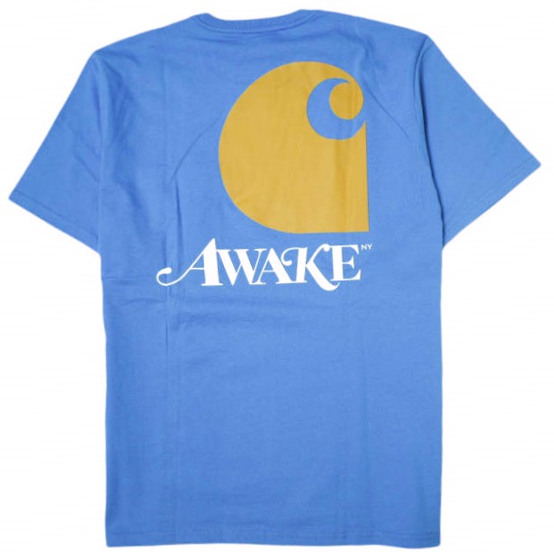 AWAKE NY x carhartt WIP アウェイク ニューヨーク カーハート ワークインプログレス S/S TEE バックプリントポケットTシャツ XL BLUE
