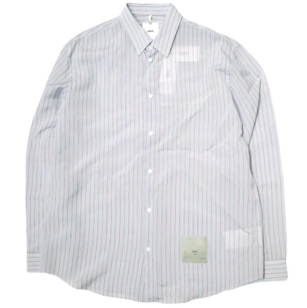 新品 OAMC オーエーエムシー 20SS SOURCE SHIRT オーバーサイズストライプシャツ OAMQ602831 OQ391010 XL サックスブルー/コーラルレッド
