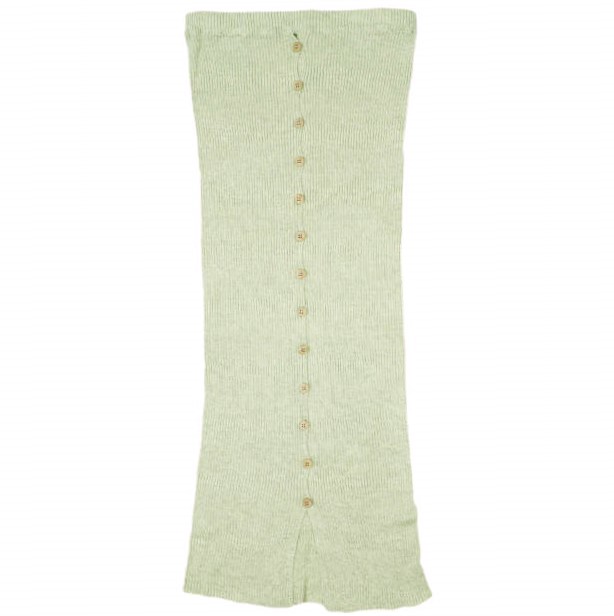 新品 BASERANGE ベースレンジ 24AW フランス製 DANDE SKIRT リブニット ボタンダウンスカート XS Light Green 定価49,940円 ボトムス