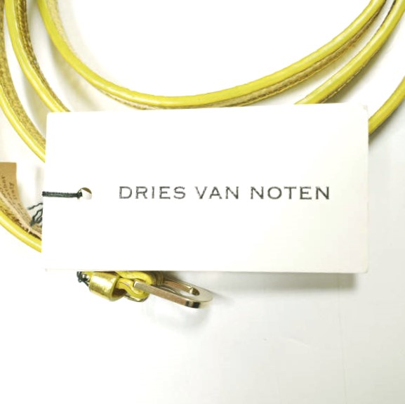 新品 DRIES VAN NOTEN ドリスヴァンノッテン イタリア製 BELT23/550 QU.814 W.L.BELT メタリックレザーナローベルト 85 GOLD g23034