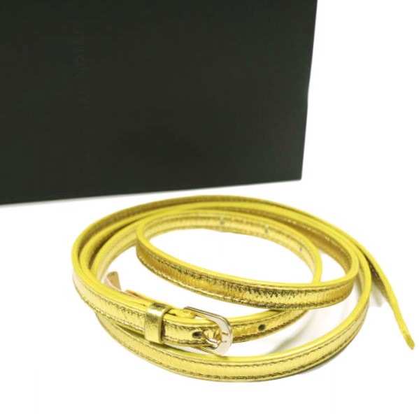 新品 DRIES VAN NOTEN ドリスヴァンノッテン イタリア製 BELT23/550 QU.814 W.L.BELT メタリックレザーナローベルト 85 GOLD g23034