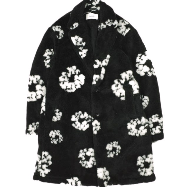 新品 SAINT MICHAEL x DENIM TEARS セントマイケル 24AW DT_FUR COAT / CT WREATH ファーコート SM-YS1-0000-C51 XL BLACK 定価236,500円