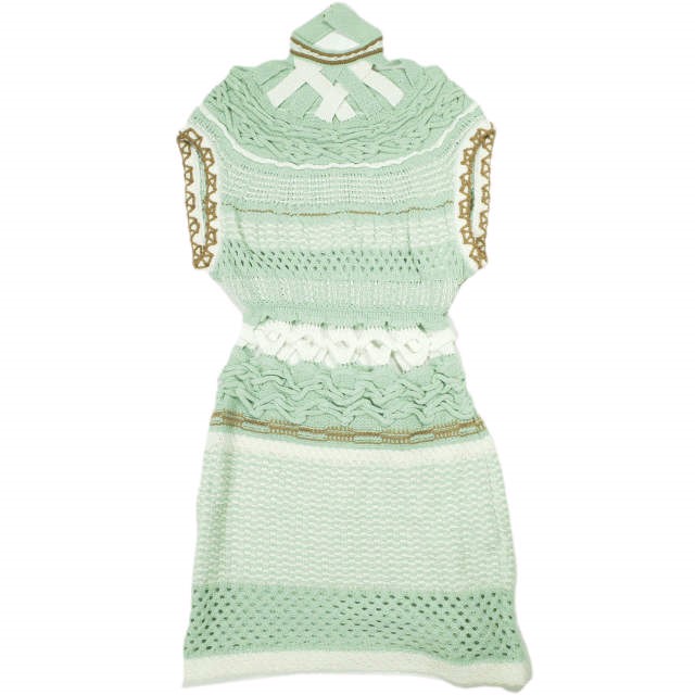 新品 Mame Kurogouchi マメクロゴウチ 23SS Bamboo Basket Pattern Knitted Dress ニットドレス MM23SS-KN034 2 定価88,000円 ワンピース