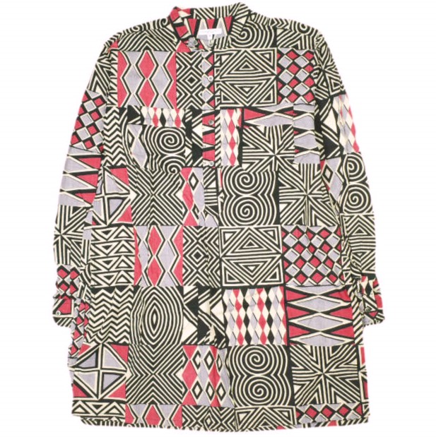 Engineered Garments エンジニアードガーメンツ 23SS NEPENTHES限定 BANDED COLLAR SHIRT ？ AFRICAN PRINT バンドカラーロングシャツ S