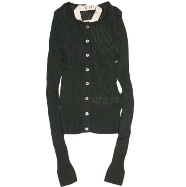 新品 N°21 ヌメロヴェントゥーノ 22SS 1R MAGLIA CARDIGAN レーヨンハイゲージクルーネックカーディガン 22SW-A018-7623 40 定価82500円