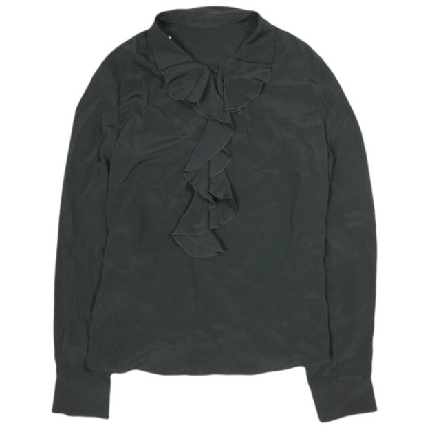 新品 N°21 ヌメロヴェントゥーノ 24SS L2 BLUSA TESSUTO 前後両用 バックフリルブラウス 24S-G091-5111 38 BLACK 定価75,900円 シャツ