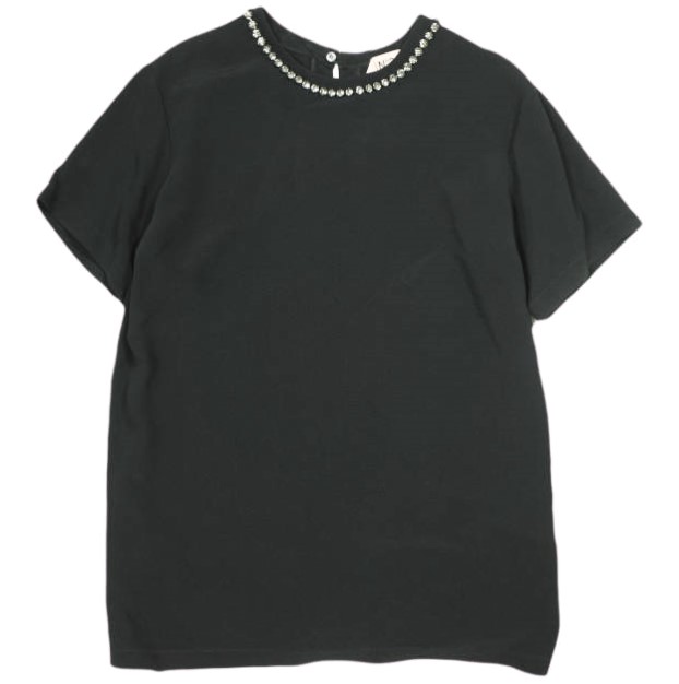 新品 N°21 ヌメロヴェントゥーノ 23SS ビジューブラウストップス 23S-G061-5336 38 BLACK 半袖 プルオーバー シャツ 定価83,600円