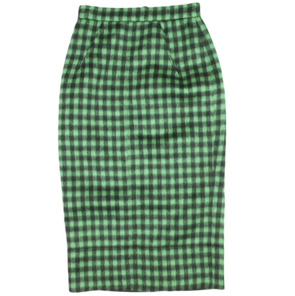 新品 N°21 ヌメロヴェントゥーノ 22AW ヴィシーチェックシャギースカート 22I-C151-3001 40 GREEN 定価75900円 ペンシル 神崎恵着用
