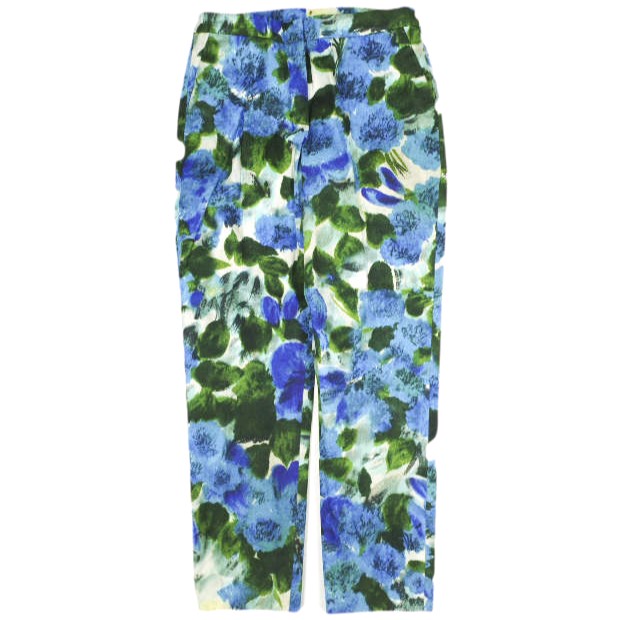 新品 DRIES VAN NOTEN ドリスヴァンノッテン 23SS POUMAS 6012 W.W.PANTS フラワープリントトラウザーズ 36 BLUE パンツ 定価82,500円